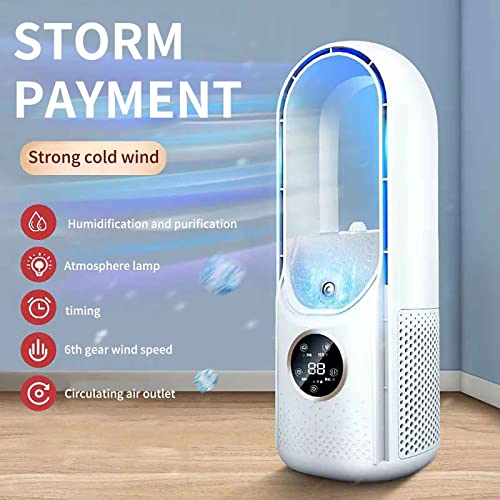 Portable Air Conditioner, Tyranitar USB Leafless Fan Household Dormitory Office Desktop Humidification Electric Fan USB Multifunctional Timing Air Conditioning Fan for Office Bedroom Travel Camping