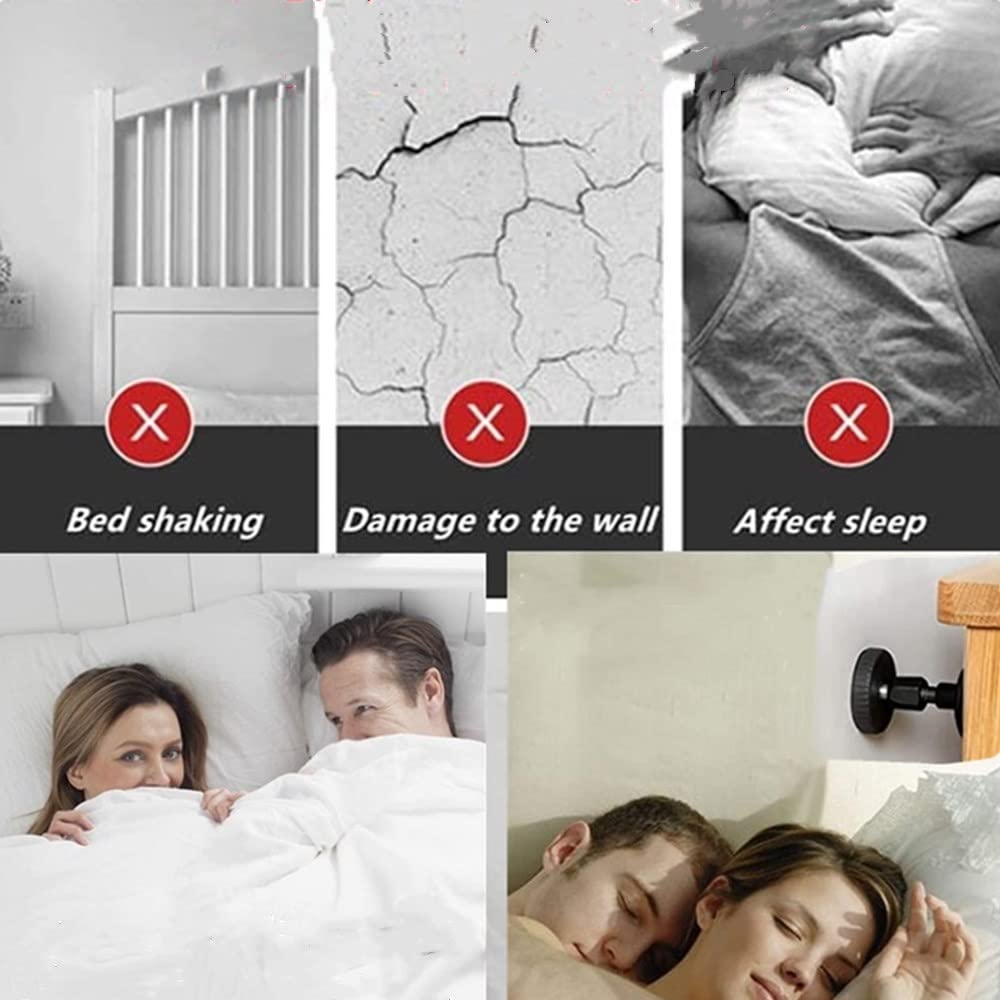 OUKEYI 2 Pieces of Adjustable Threaded Bed Frame Anti-Shake Tool,Headboard Stoppers,Bed stoppers ,Wall Bed headboard Anti-Shake Fixer for Beds Cabinets Sofas, 30-68mm (Black)