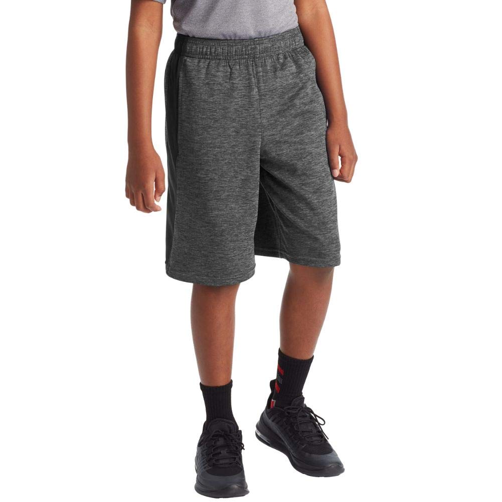 C9 Champion Boys' Heather Shorts-9" Inseam, Hardware Gray Ebony, L