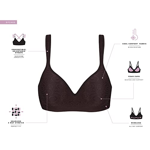Bali Womens Comfort Revolution Wireless Bra, Full-coverage Wirefree Cool Fabric Full Coverage Bra, Almond Zag, 36B US