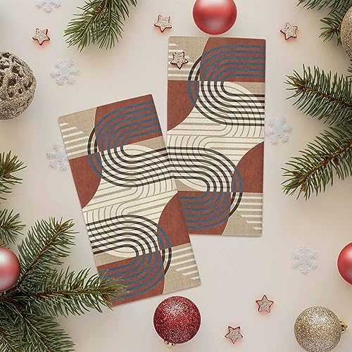 Kitchen Towels Abstract Spiral Circle Absorbent Tea Towel Soft Hand Dish Towel Mid-Century Modern Reusable Washable Cleaning Cloth Hand Bath Towels for Bathroom Bar for Everyday Cooking (Pack of 1)