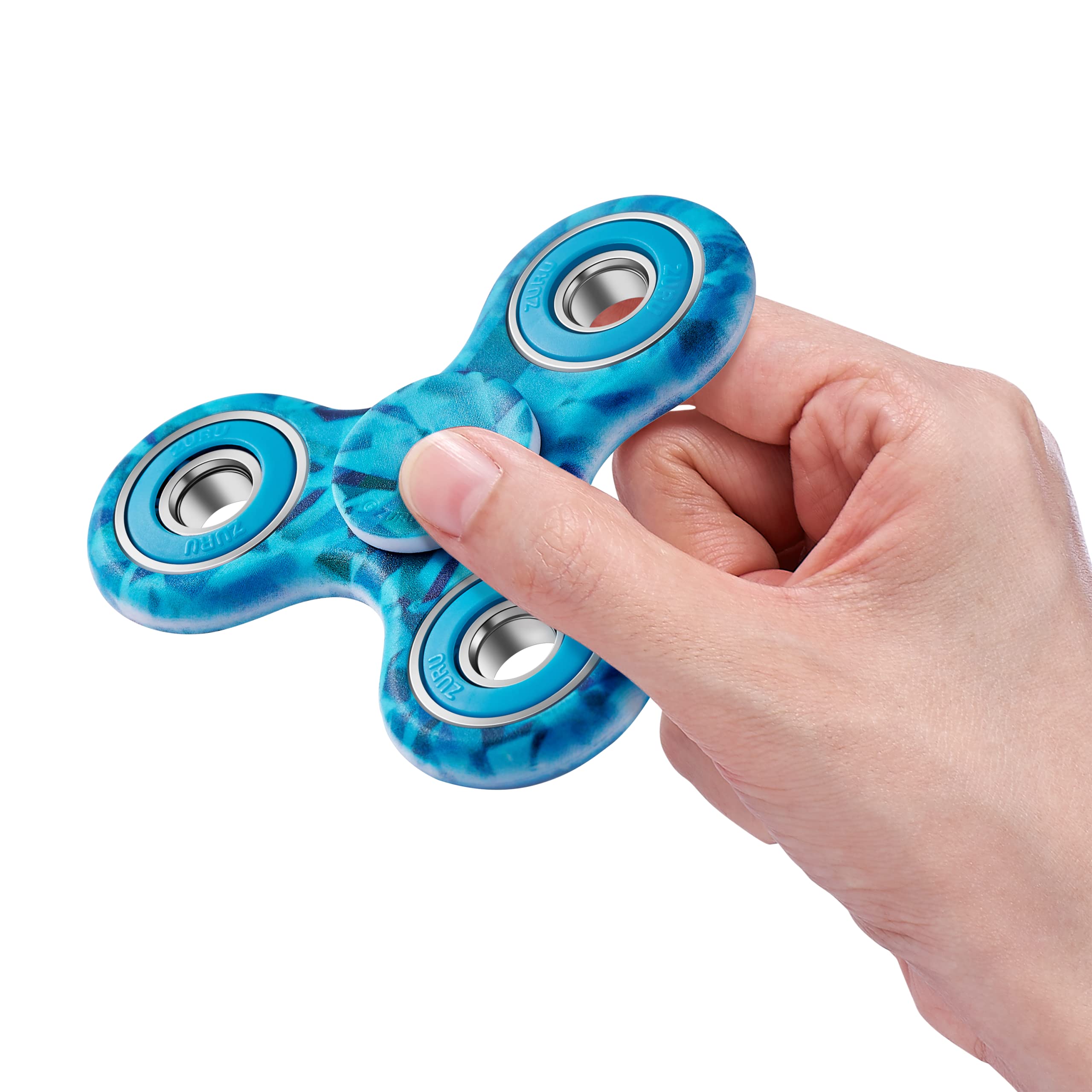 ZURU 4 Design Standard Fidget Spinner (4 Pack) Stainless Steel Hand Spinners for ADHD Anxiety Stress Relief Compact Toy Party Favor Basket Stuffer for Adults and Kids (Amazon Exclusive)