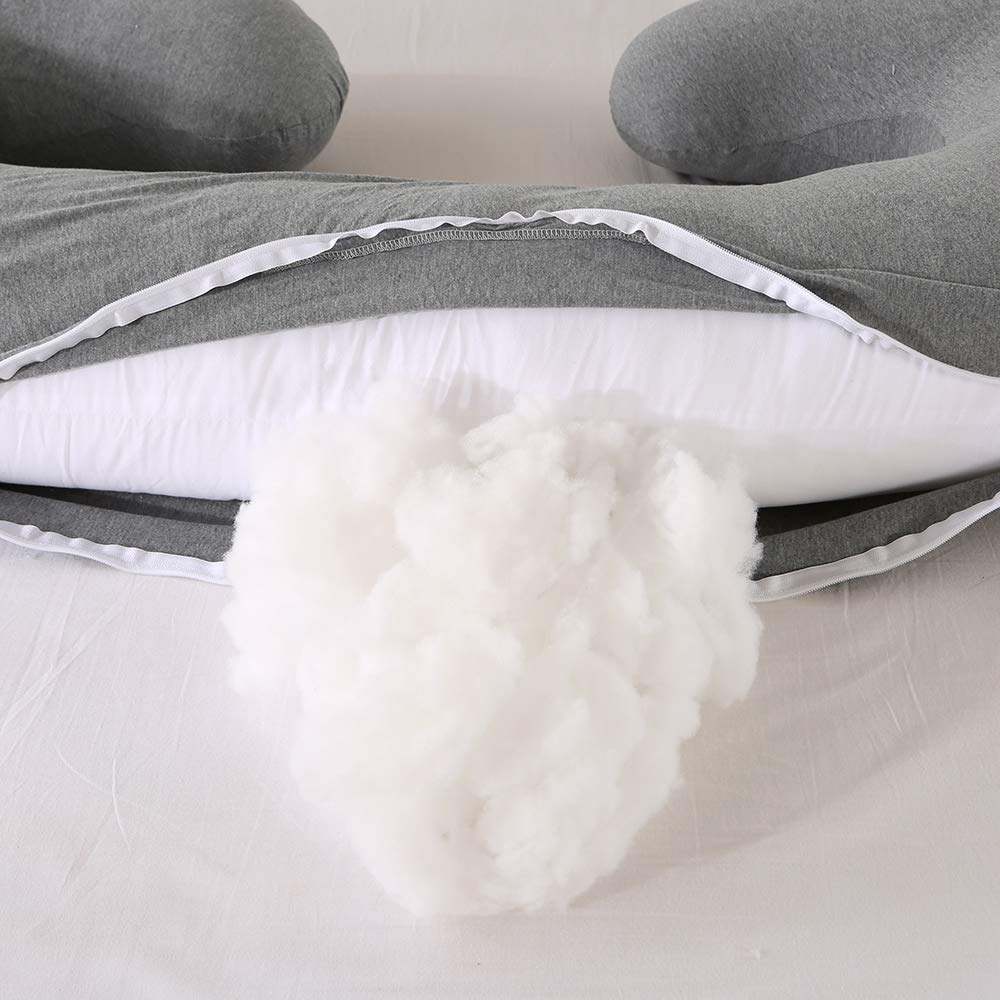 CDEN Pregnancy Pillow, C Shaped Full Body Pillow 52", Maternity Pillow Support for Back, Legs, Neck, HIPS for Pregnant Women with Removable Washable Jersey Cover(Grey)