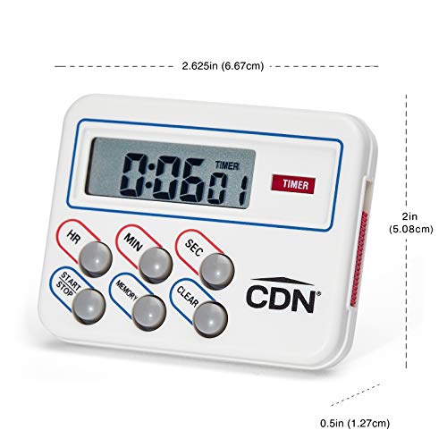 CDN Digital Timer and Clock Memory Feature, 6.8 x 4.5 x 0.9 inches, Cream