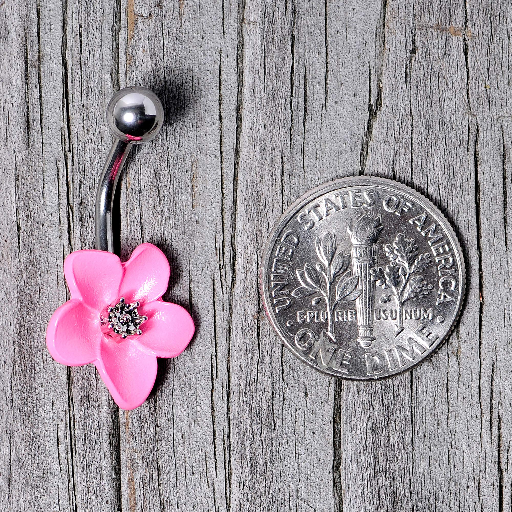 Body Candy Womens 14G Plated Steel Navel Ring Piercing White Spring Flower Belly Button Ring