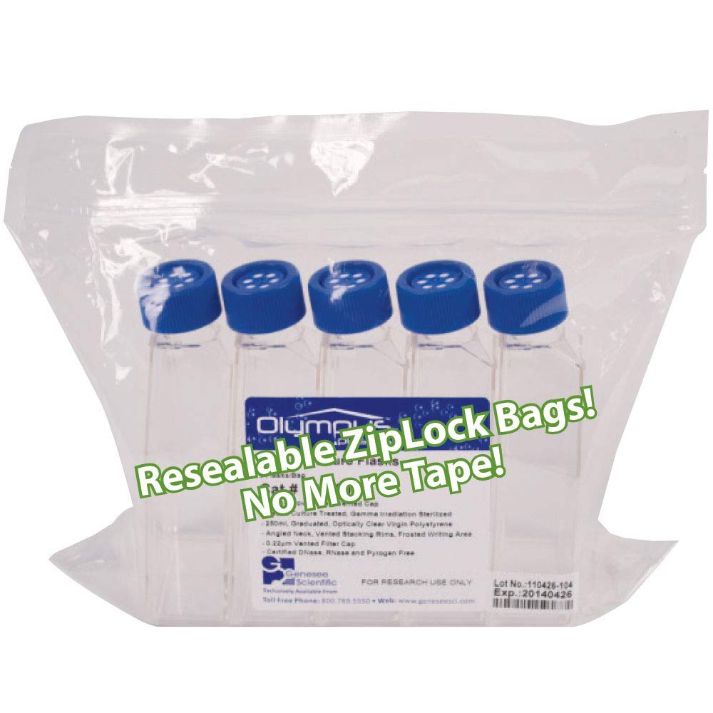 TC Treated Flasks, 250ml, Vented, Growth Area: 75.0cm2, 5 per Sleeve, 100 Flasks/Unit