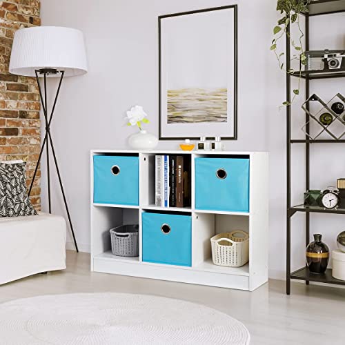 LEMY 6-Cube Storage Shelf Organizer 3x2 Storage Bookcase Bookshelf Display Cube Shelves Compartments with 3 Non-Woven Bins for Bedroom, Living Room, Home Office