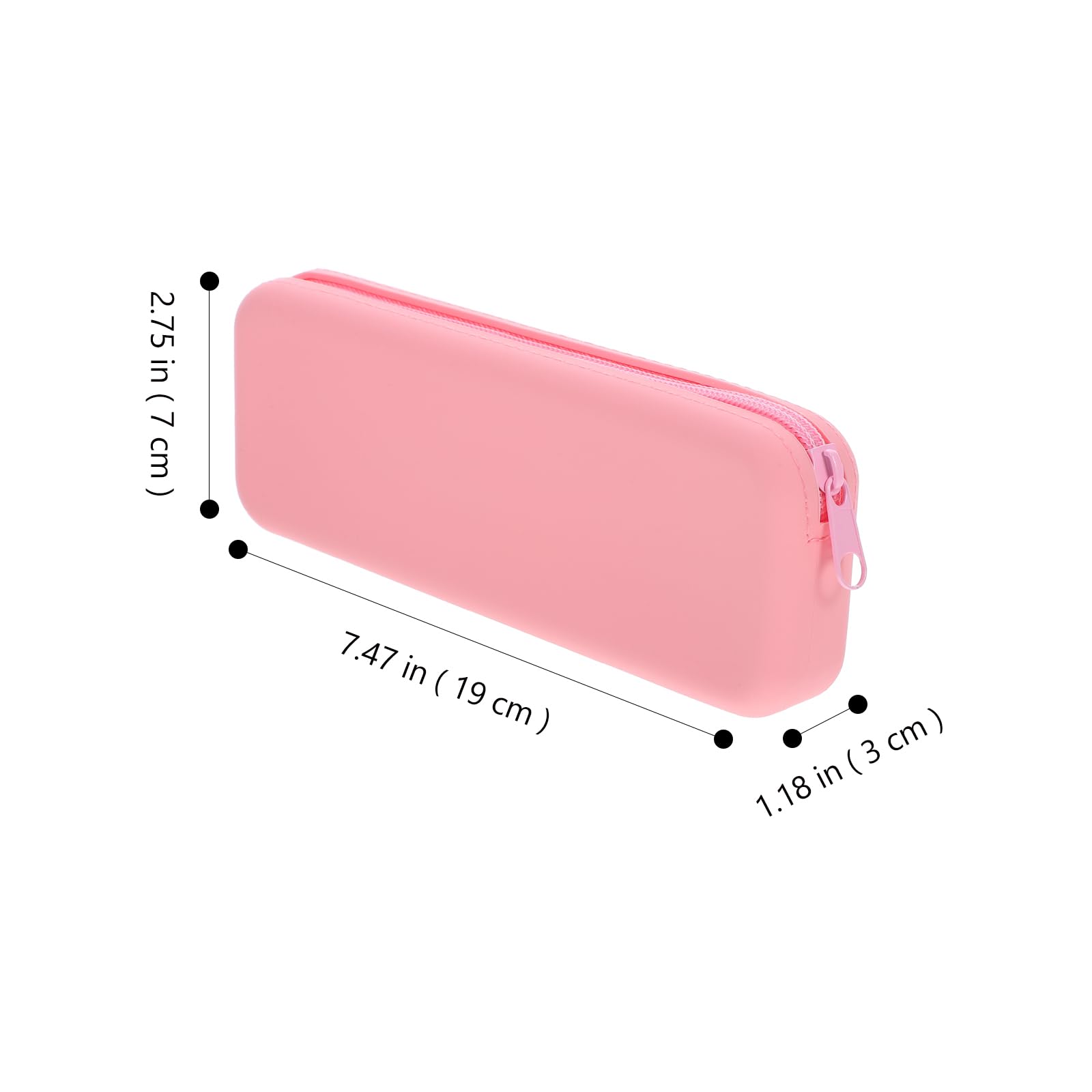 SEWACC Silicone Pencil Case, Solid Color Pencil Pouch Zipper Pencil Case Small Pencil Pouch Aesthetic Pencil Bag for Women Makeup Brush Pink