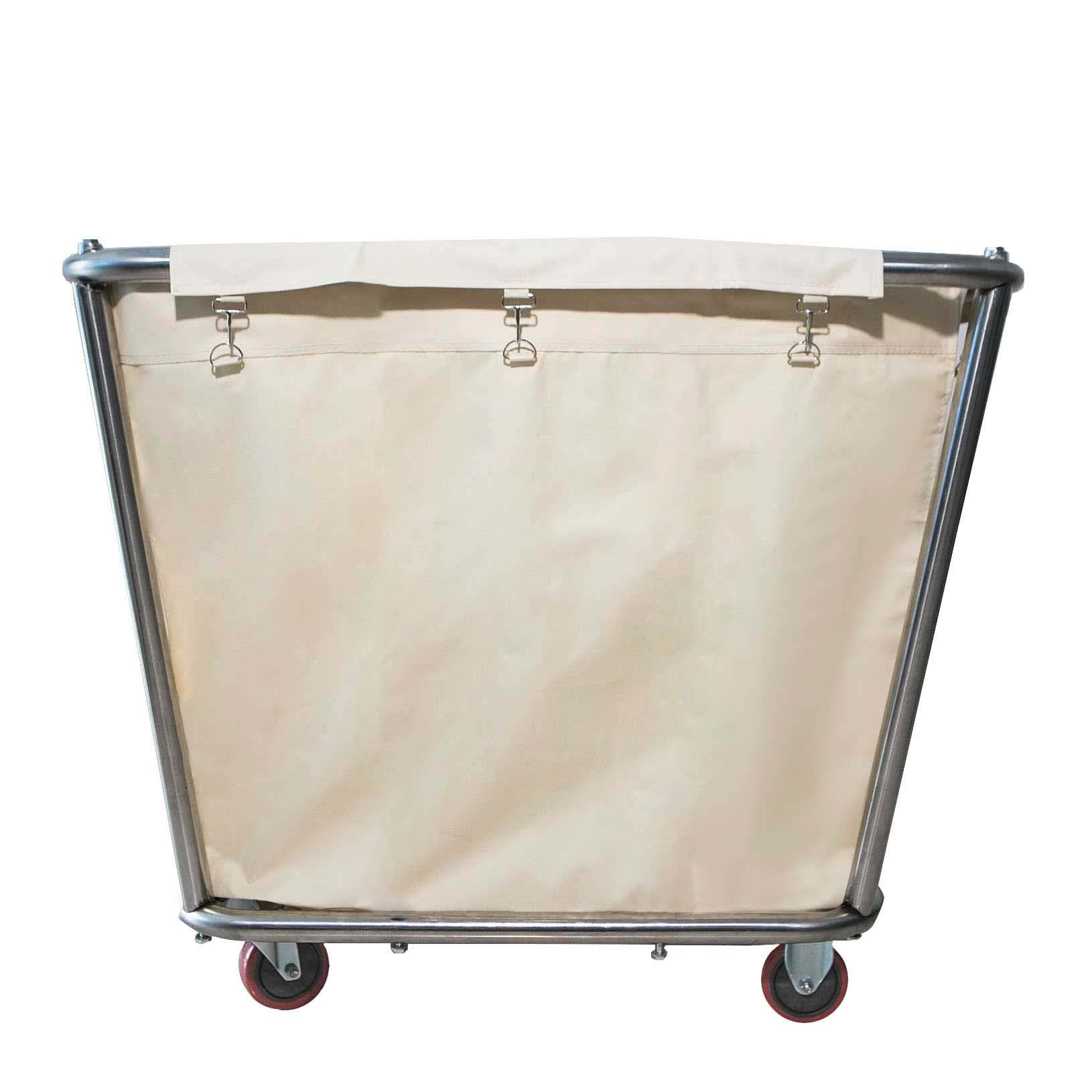 Commercial Laundry Cart,Beige Stainless Steel Industrial Rolling Laundry Cart Storage Trolley Hamper for Hotel/Home/Hospital,80kg/176 LBS Load,10 Bushel