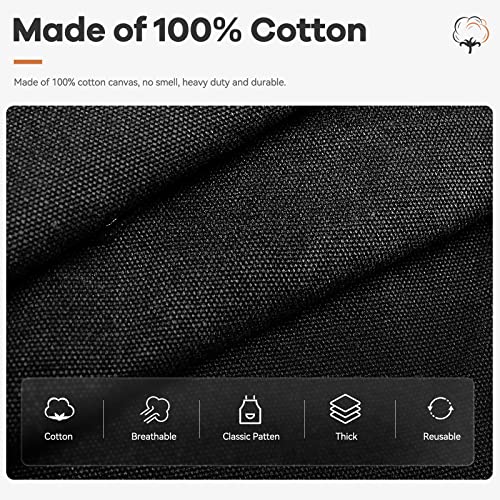 NLUS Chef Apron for Men, Heavy Duty Cotton Canvas Apron Cross Back Apron with Adjustable Straps and Large Pockets