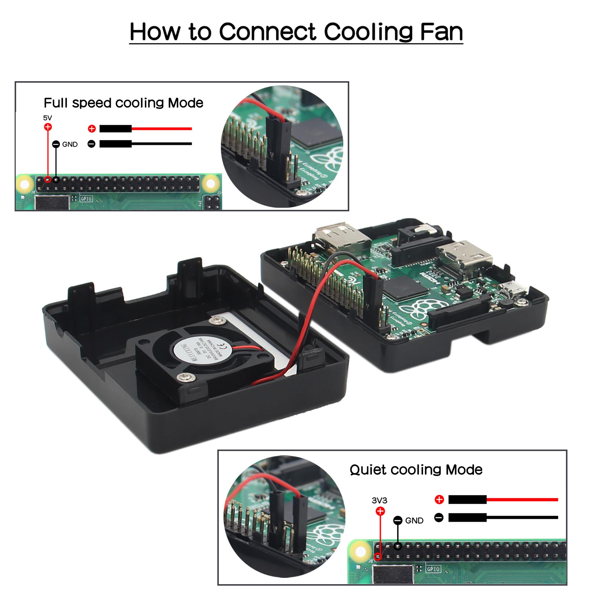 eleUniverse Case for Raspberry Pi 3A+, ABS Case with Cooling Fan Compatible with Raspberry Pi 3 Model A+ Plus/Raspberry Pi 1 Model A+
