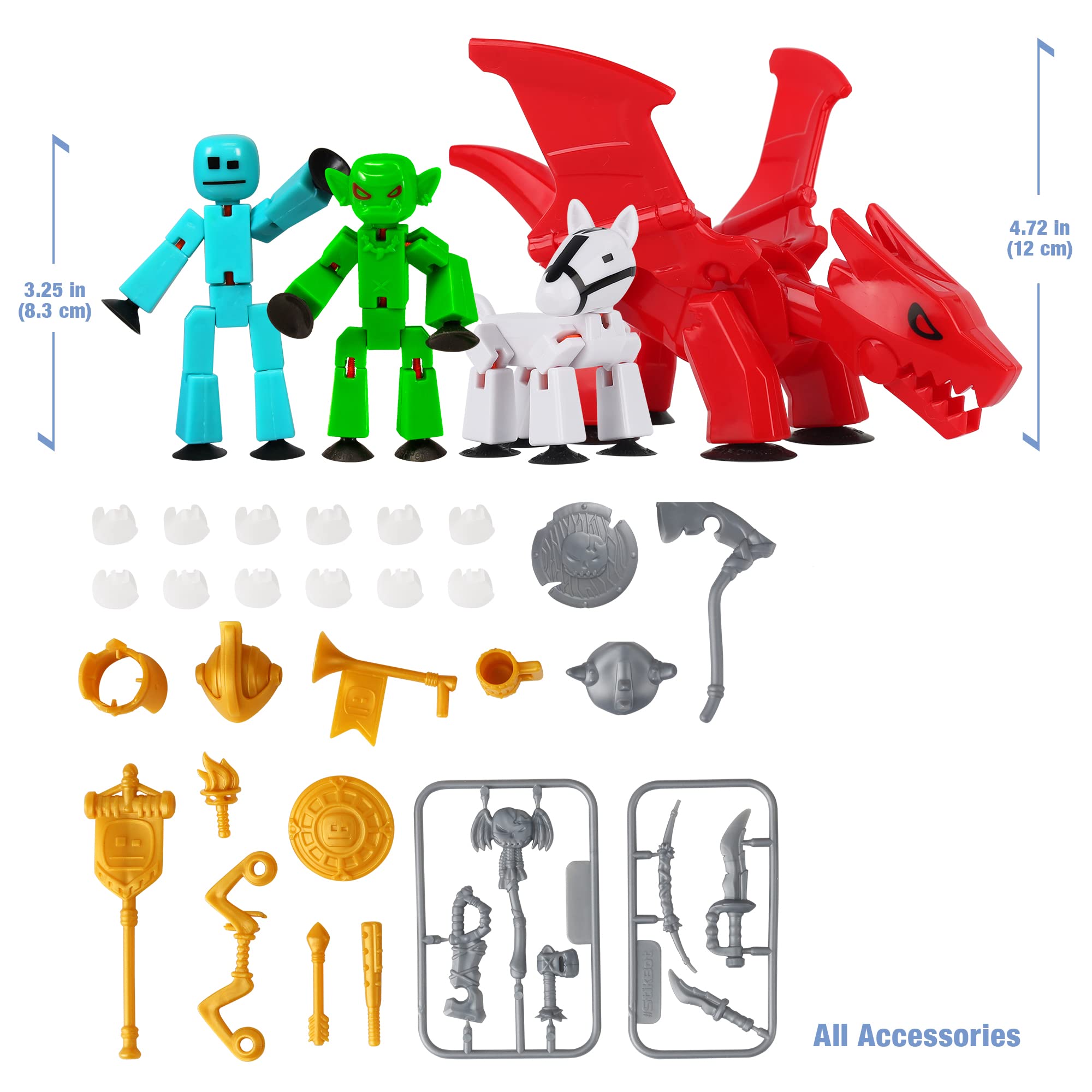 Zing StikBot Theme Pack Medieval Pack - Collectible Action Figures and Accessories, Stop Motion Animation, Ages 4 and Up (Pack A)