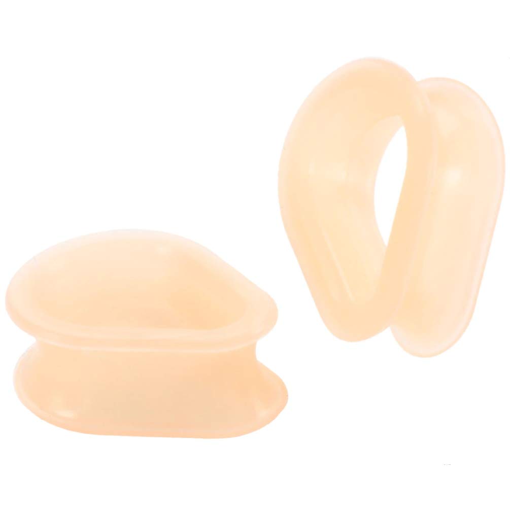 BODY DAZZ Pair 2G-30mm Silicone Teardrop Tunnels Plugs Double Flared (Peach 16mm)