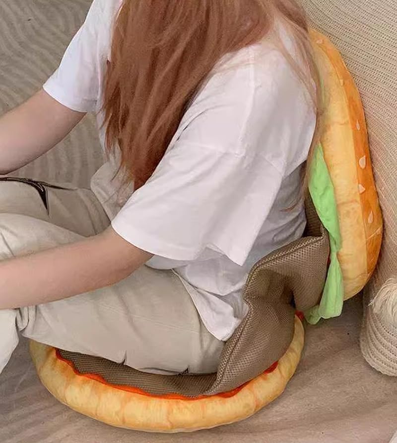 EASE 16" Large 3D Simulation Hamburger Plush Throw Pillow Sofa Cushion, Funny Food Stuffed Cheeseburge Sandwich Plushie Toy Burger Plush Home Decorative Seating Cushions