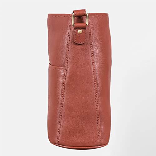 LEABAGS Leather Crossbody Bag - Vintage Genuine Buffalo Leather Handbag - Messenger Shoulder Bag Men Women Briefcase Large Milano Brown For Caramel