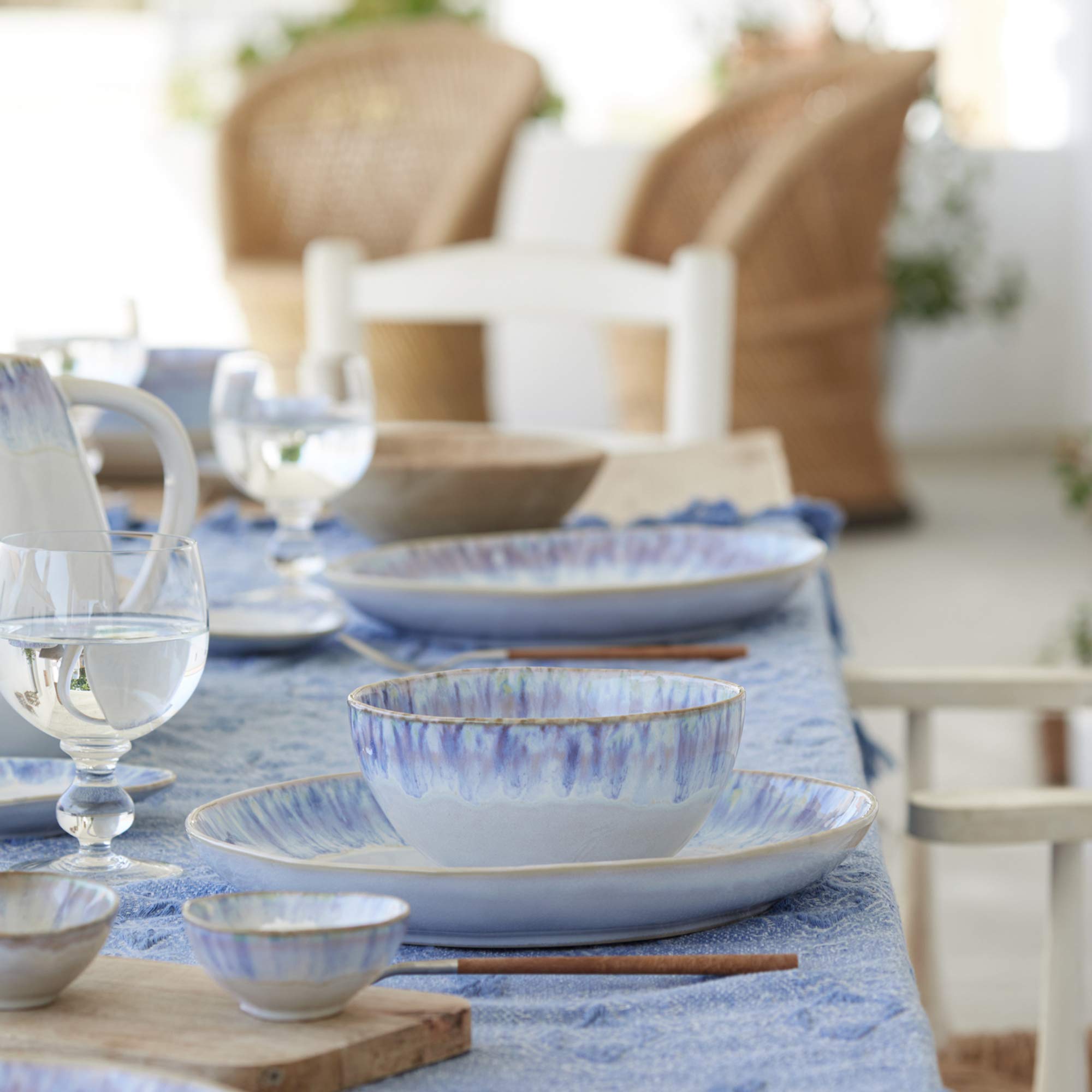 Costa Nova Ceramic Stoneware 23 oz. Soup & Cereal Bowl - Brisa Collection, Ria Blue | Microwave & Dishwasher Safe Dinnerware | Food Safe Glazing | Restaurant Quality Tableware
