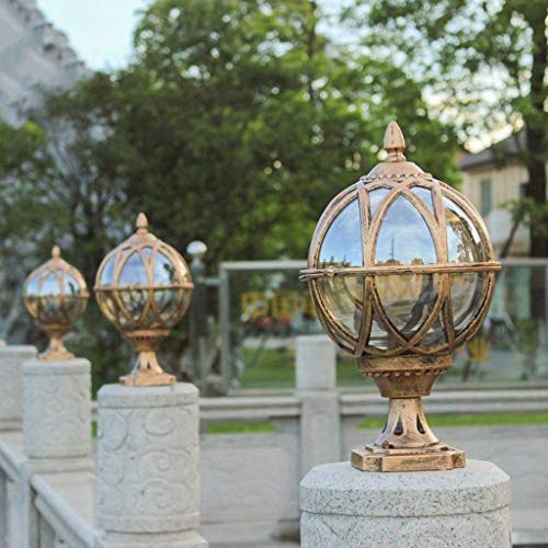 ZZYJYALG European Spherical Creative Column Headlight Outdoor Waterproof Sunscreen E27 Pillar Lamp Villa Courtyard Garden Column Lamp Home Patio Light Post Light