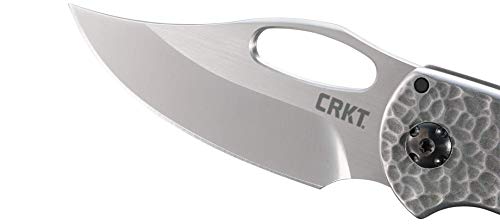 CRKT Chehalem EDC Folding Pocket Knife: Everyday Carry, Clip Point Plain Edge Blade with Satin Finish, Thumbstud Open, Frame Lock, Stainless Steel Handle with Hammer Finish 6540