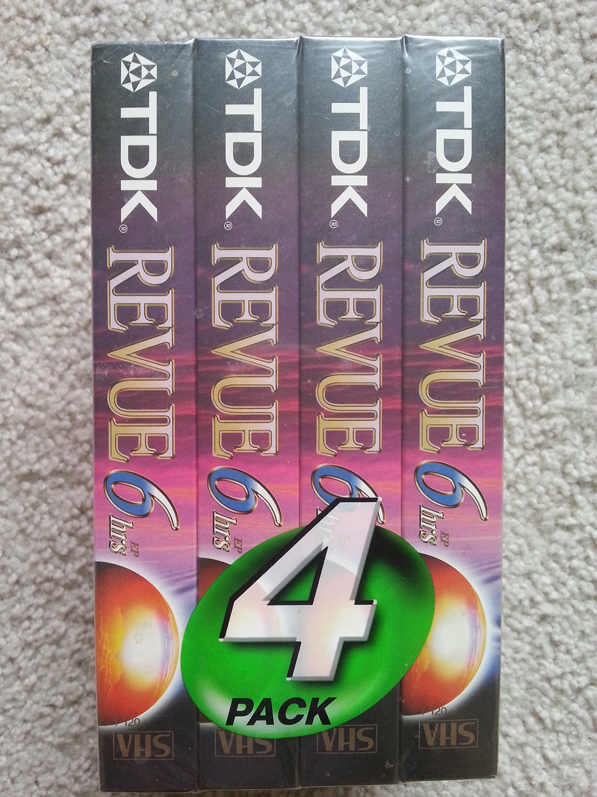 TDK Revue Standard Grade VHS Tapes 6 Hours 4 Pack
