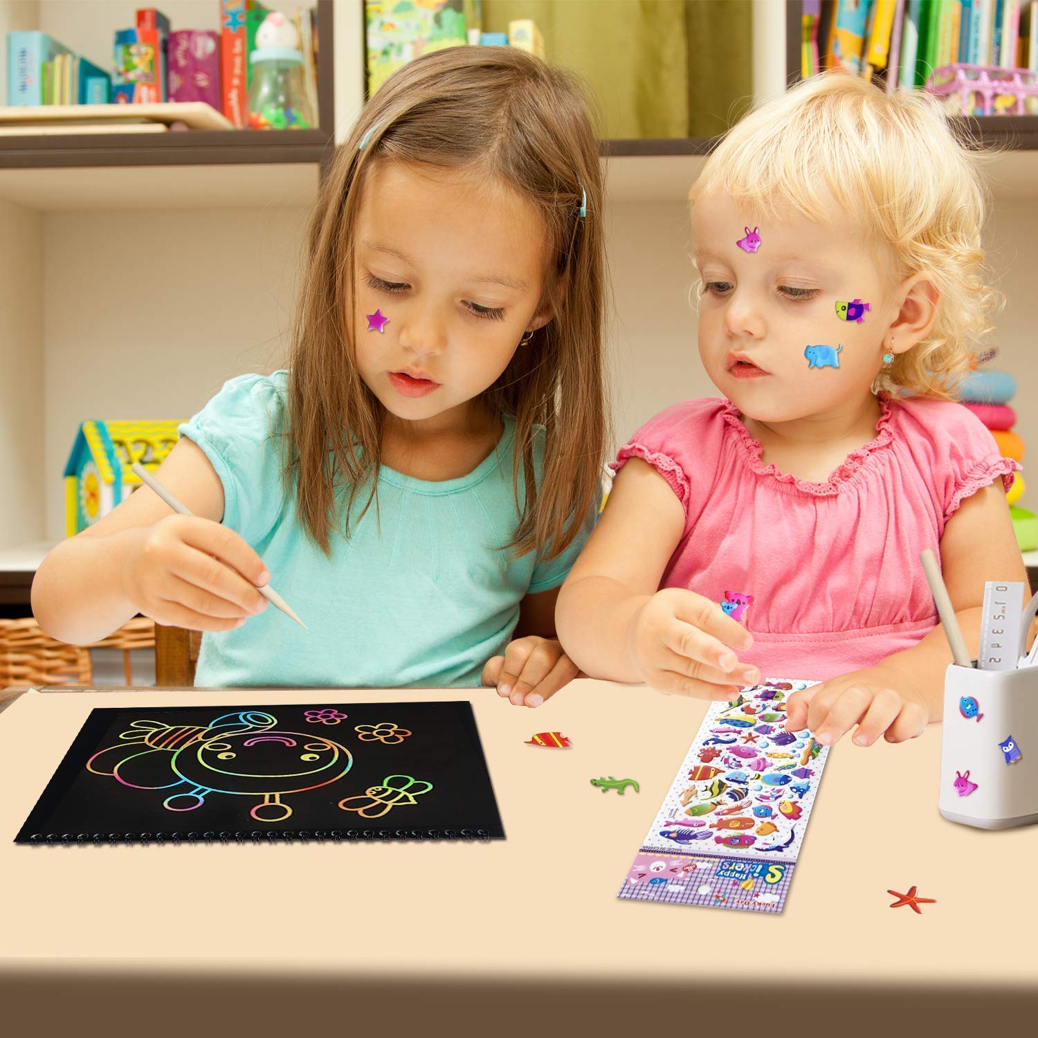 ZMLM Gift Christmas for Girl Art-Craft Kit: Rainbow Scratch Paper Magic Art Craft Project Supply Toddler Drawing Activity Kid Travel Toy Age 3-12 Year Old Birthday Gift