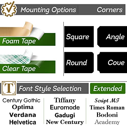 Engraved Name Plate, Personalized Name Plaque - 3x6 Inch, 18 Colors, 72 Icons, 4 Corner Styles, 12 Fonts Styles, 5 Mounting Options - Made by My Sign Center, USA (Iconic)