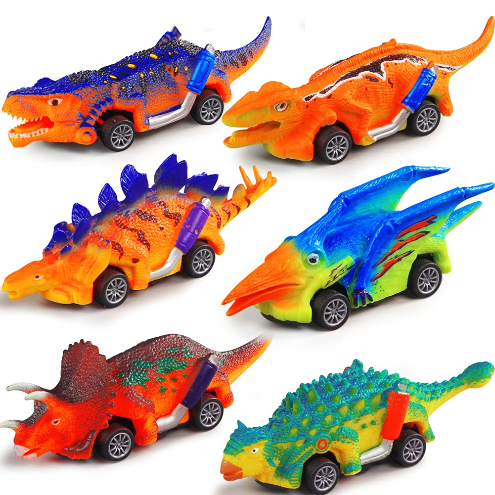 SCKTYZS Kids Dinosaur Pull Back Toy Cars 6 Pack, Mini Animal Push Back Cars Dinosaur Games for Boys Girls,Colorful Monster for Toddlers Ages 3,4,5,6 7 8 Year Old Christmas Birthday GiftsâŚ