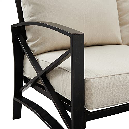 Crosley Furniture KO60027BZ-OL Kaplan Outdoor Metal Sofa, Oiled Bronze with Oatmeal Cushions