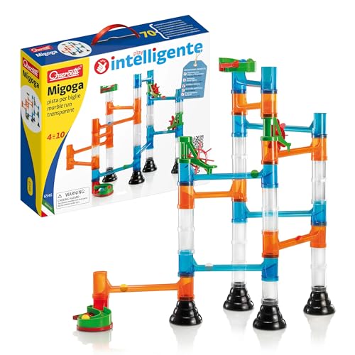 Quercetti Transparent Marble Run - 45 Piece Basic Building Set - Classic Construction Toy Perfect for Beginners Ages 4 and Up (Made in Italy)