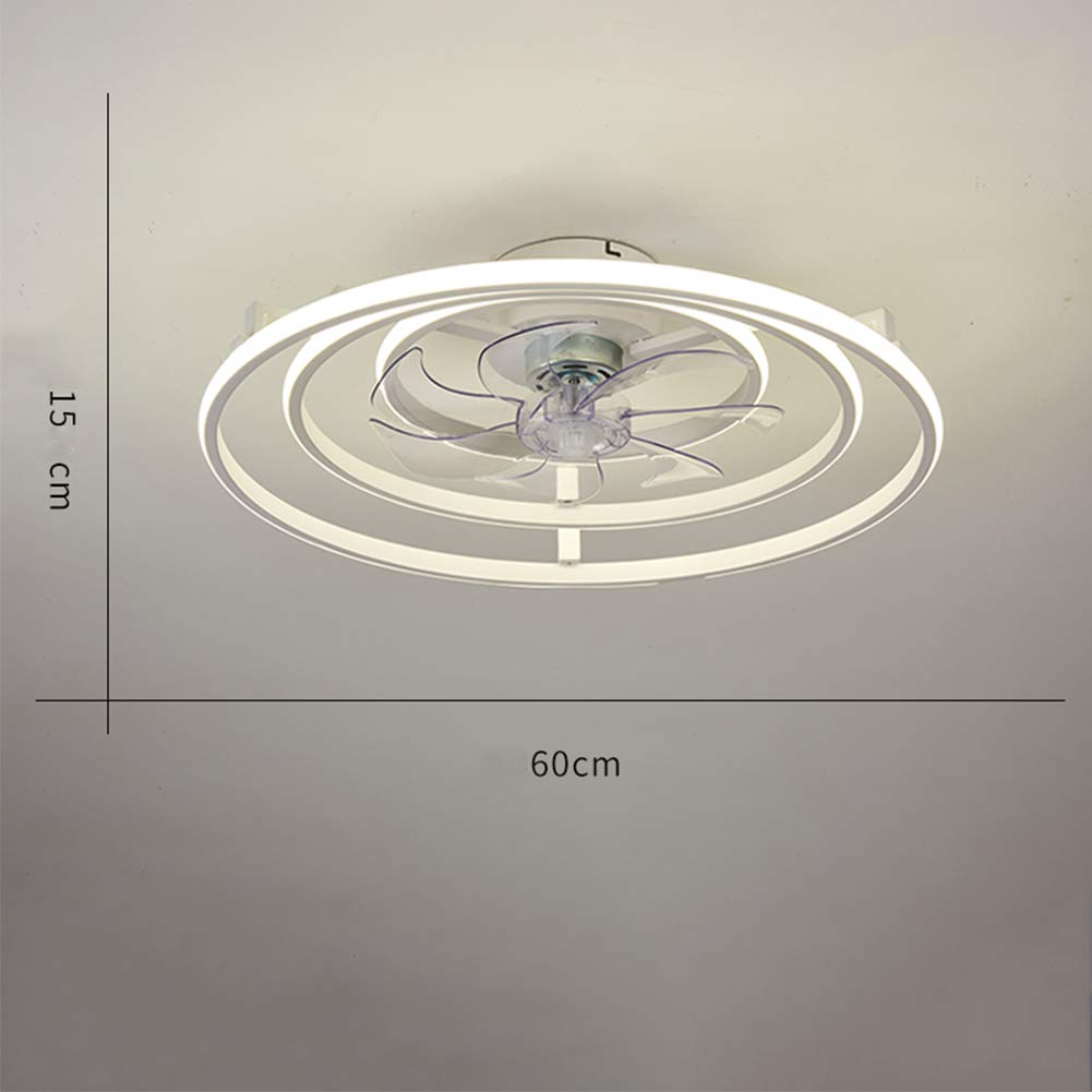 Ceiling Fan with Lights, 24 Inch Remote Control LED Dimmable Semi Flush Mount Invisible Blades Enclosed Low Profile Fan for Living Room Bedroom Restaurant