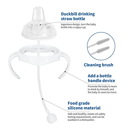Sippy Cup Soft Spout Conversion Kit for Philips Avent Natural Baby Bottle, Bottle Handles and Weighted Straw (2 Pack)