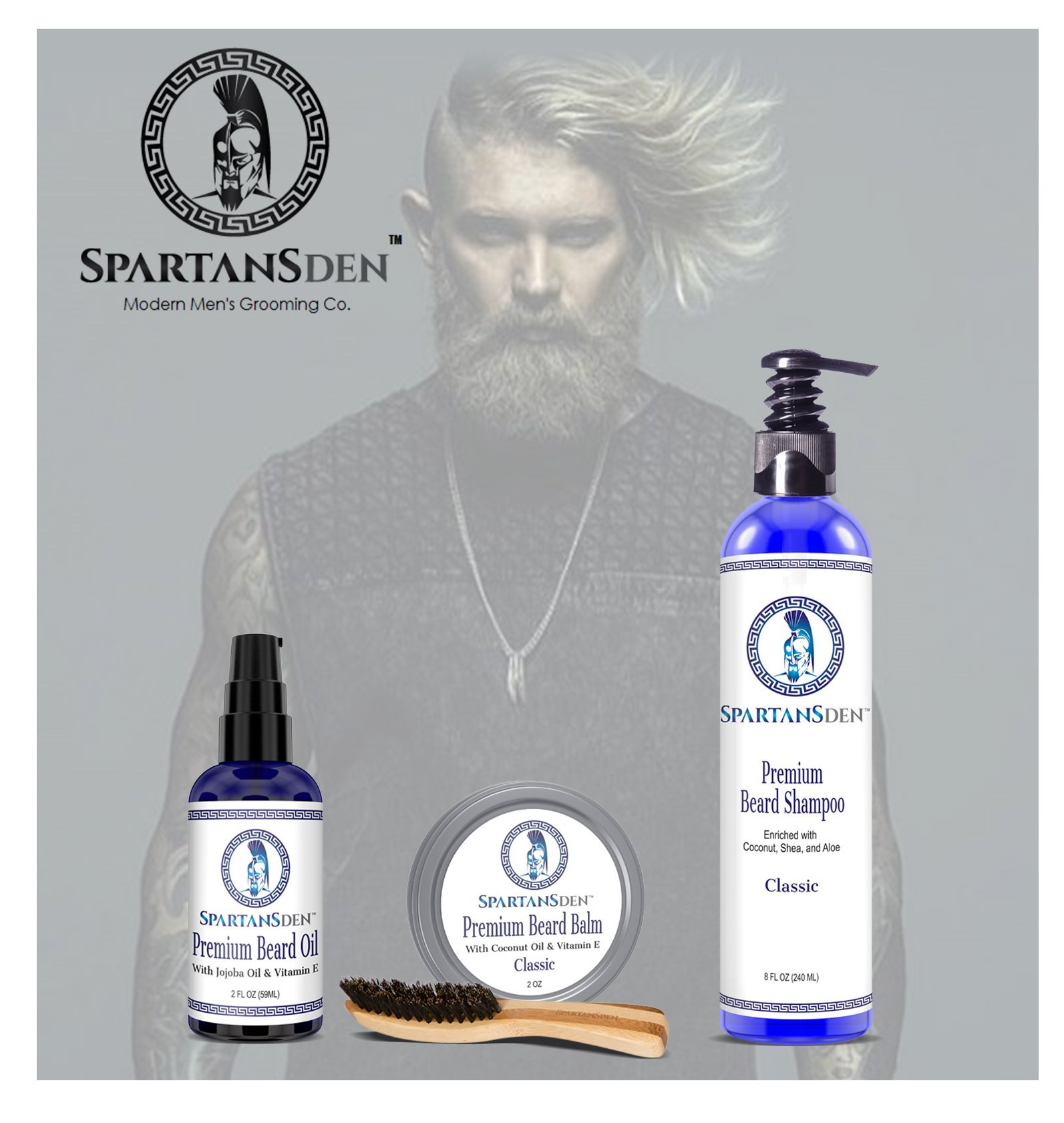 Sale | Spartans Den Premium Beard Shampoo 8oz | Best Beard Wash to Fight Dandruff & Itchiness, Soften, Cleanse, & Promote Beard Growth | Classic Scent