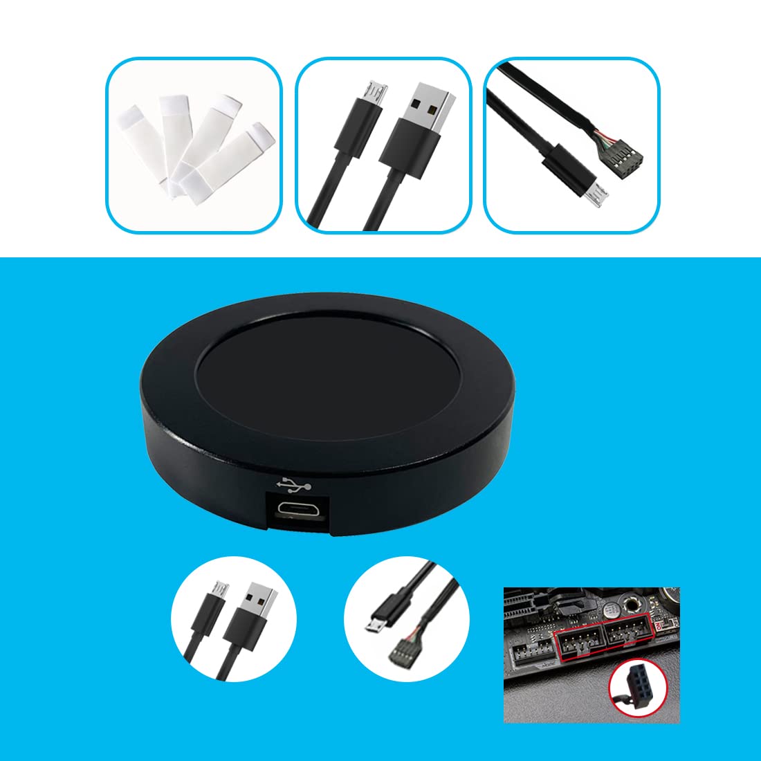 DWIU Round Dynamic Display Monitor, 2.1-Inch PC Temperature Monitor Dynamic Temperature Control Secondary Screen for 120/240/360 Integrated Water-Cooled Radiators