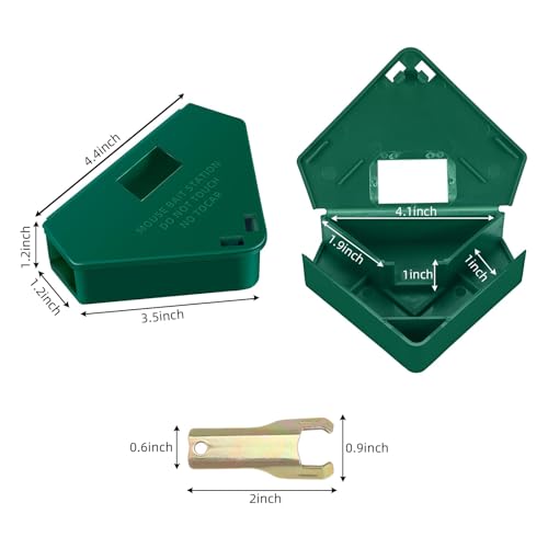 Upgraded Mouse Bait Station with Keys & Visible Window Indoor Outdoor for Rats Mice Rodents, Reusable Mouse Poisoning Bait Blocks Trap, Friendly for Children & Pets (8 Pack, Green)