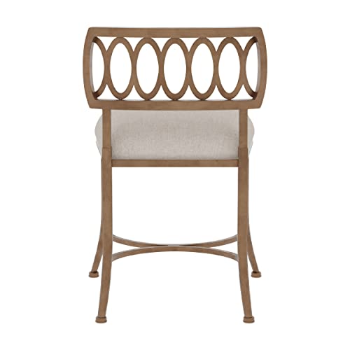 Hillsdale, Canal Street Metal Vanity Stool with Interlocking Oval Back Design for Makeup Room or Bathroom, Golden Bronze