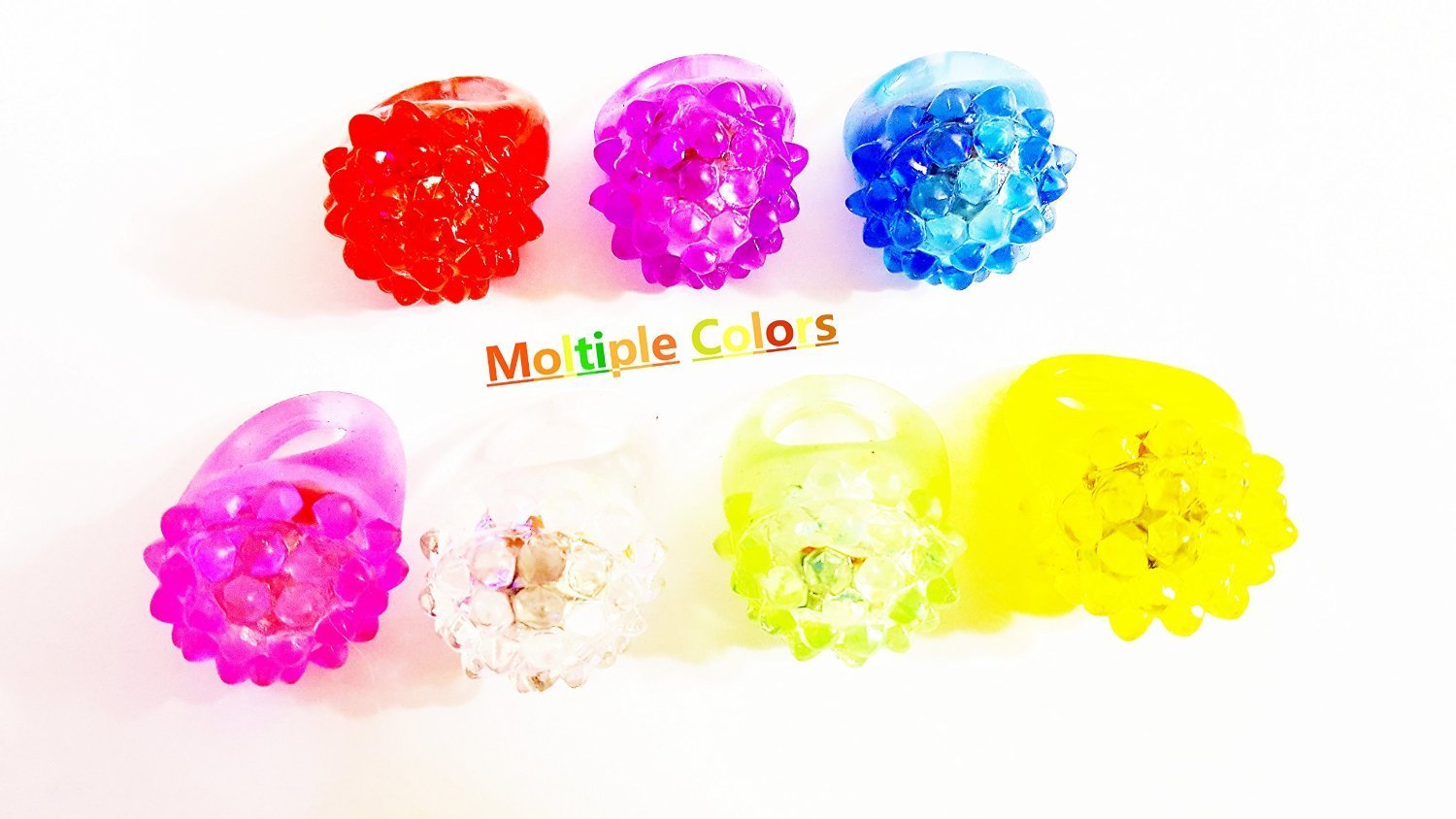 HND® Novety LED Flashing Light Up Jelly Bumpy Ring, For Party,Cutumes,Birthday,Wedding And Any Celebrations. 24-Pack