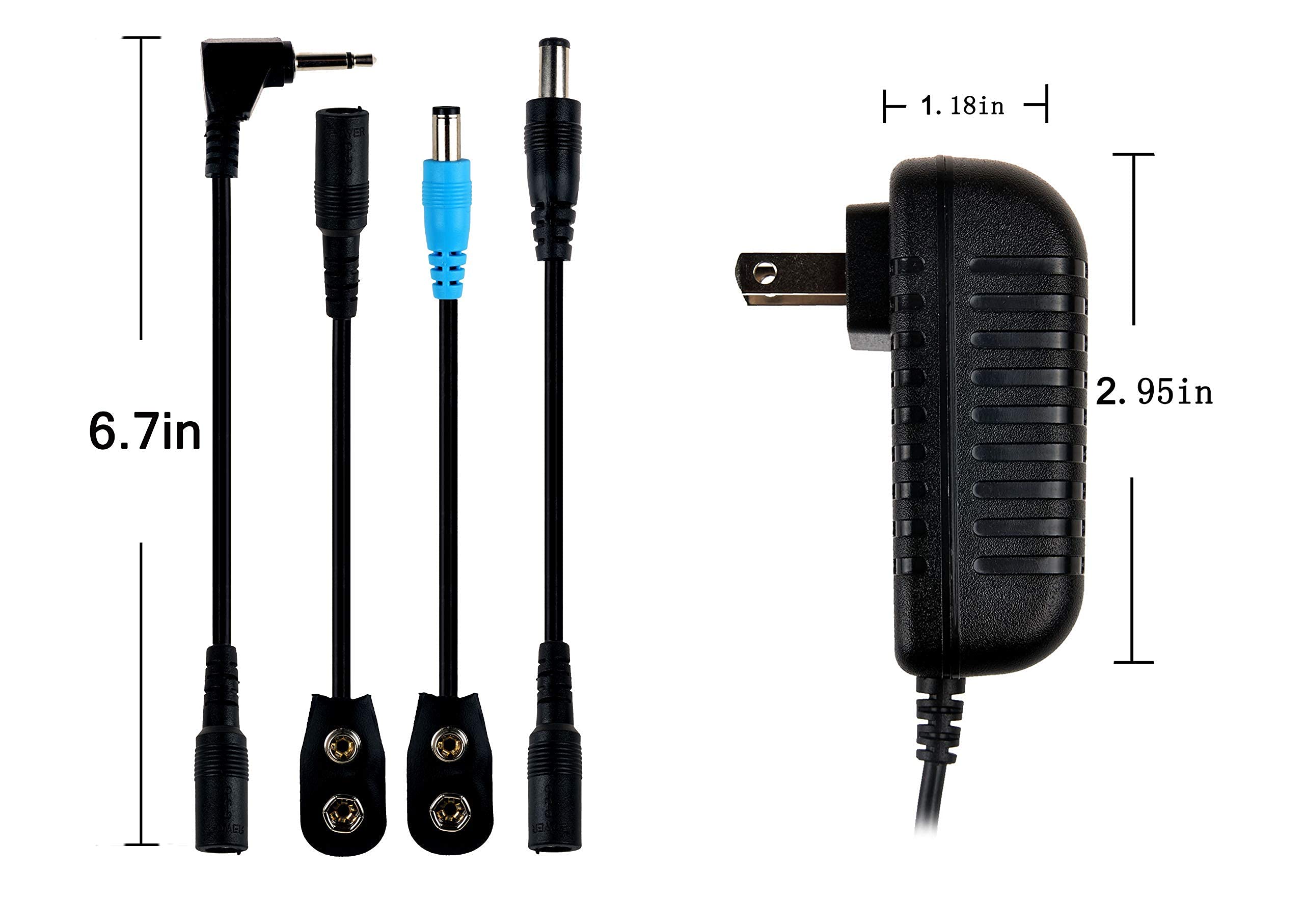AZOR Pedal Power Adapter with Digital Reverb Guitar Effect Pedal Plate Reverb Hall and Church,Space Guitar Effect with True Bypass Aluminum Alloy