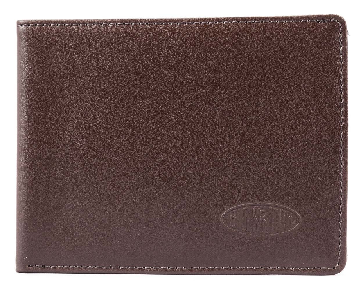 Big Skinny Men's Super Stretch Skinny Leather Bi-Fold Slim Wallet, Holds Up to 30 Cards, Brown (SKNYLSSBR)