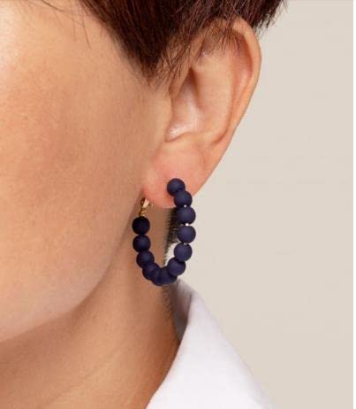 ZENZII Beaded Hoop Fashion Earrings Bohemian Circle Round Bead Earrings Chic Dangle Earrings for Women (Hot Pink)