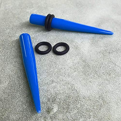 BodyJ4You 32PC Gauges Kit Ear Stretching 12G-00G Royal Blue Taper Marble White Plug Acrylic Expander