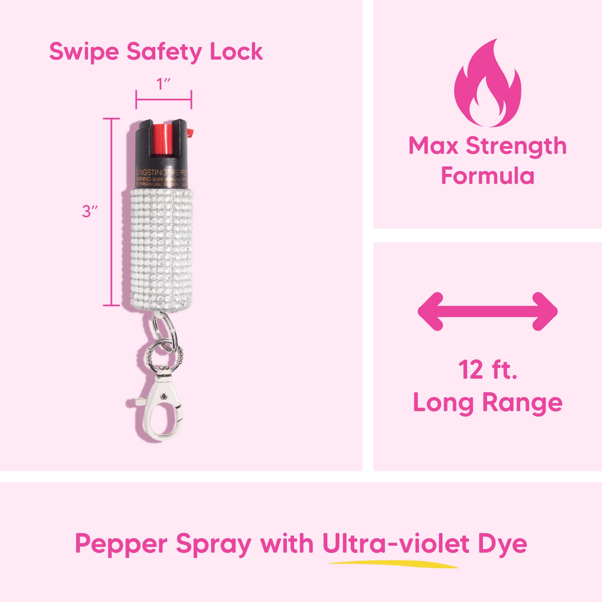 BlingSting Pepper Spray Keychain for Women Silver