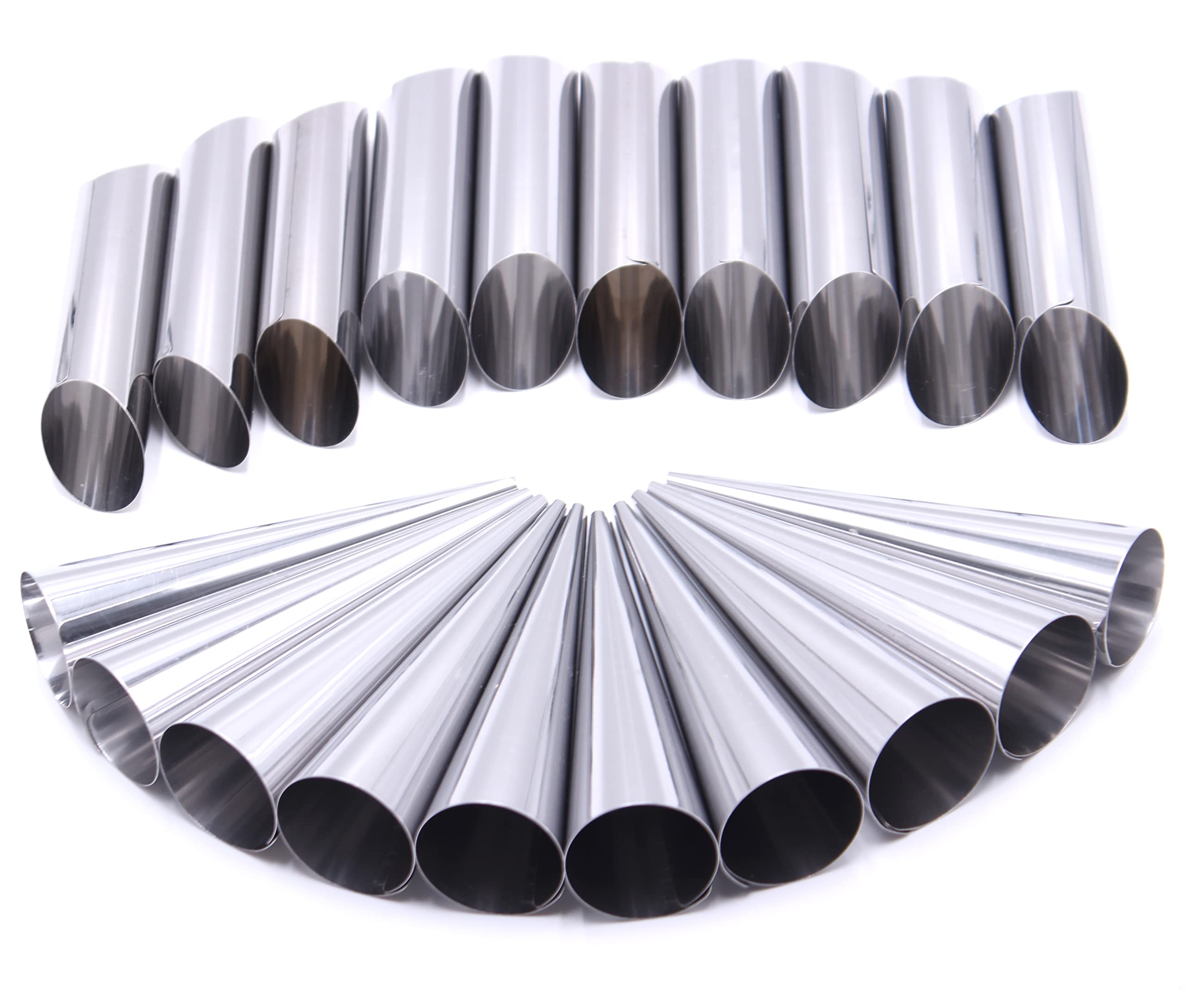 Cream Horn Molds, 21 pcs Moulds Stainless Steel Cannoli Form Tubes Cream Roll Mold Screw Croissant Mold Cone Tubular Shaped Mold for Cannoli Tubes Croissant Baking Forms Mould with Cleaning Brush