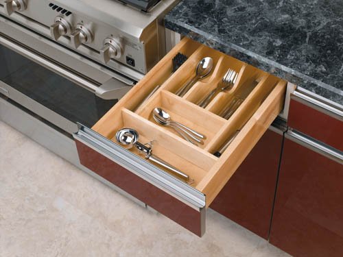 Cut-To-Size Insert Wood Cutlery Organizer for Drawers - 4WCT-1 - 14-5/8"W x 22"D x 2-7/8"H - Natural