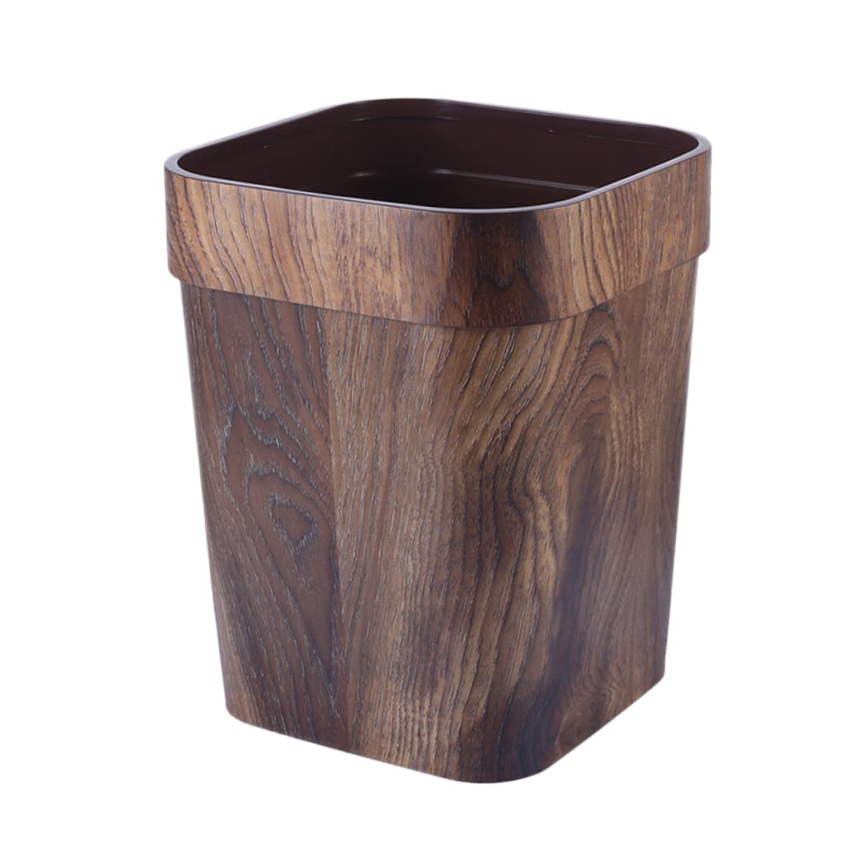 Holibanna Retro Trash Can Imitation Wood Grain Trash Can Square Wastebasket Decorative Rectangular Trash Containers Black Garbage Can Car Trash Can with Lid Bins with Lids Trash Can Kitchen