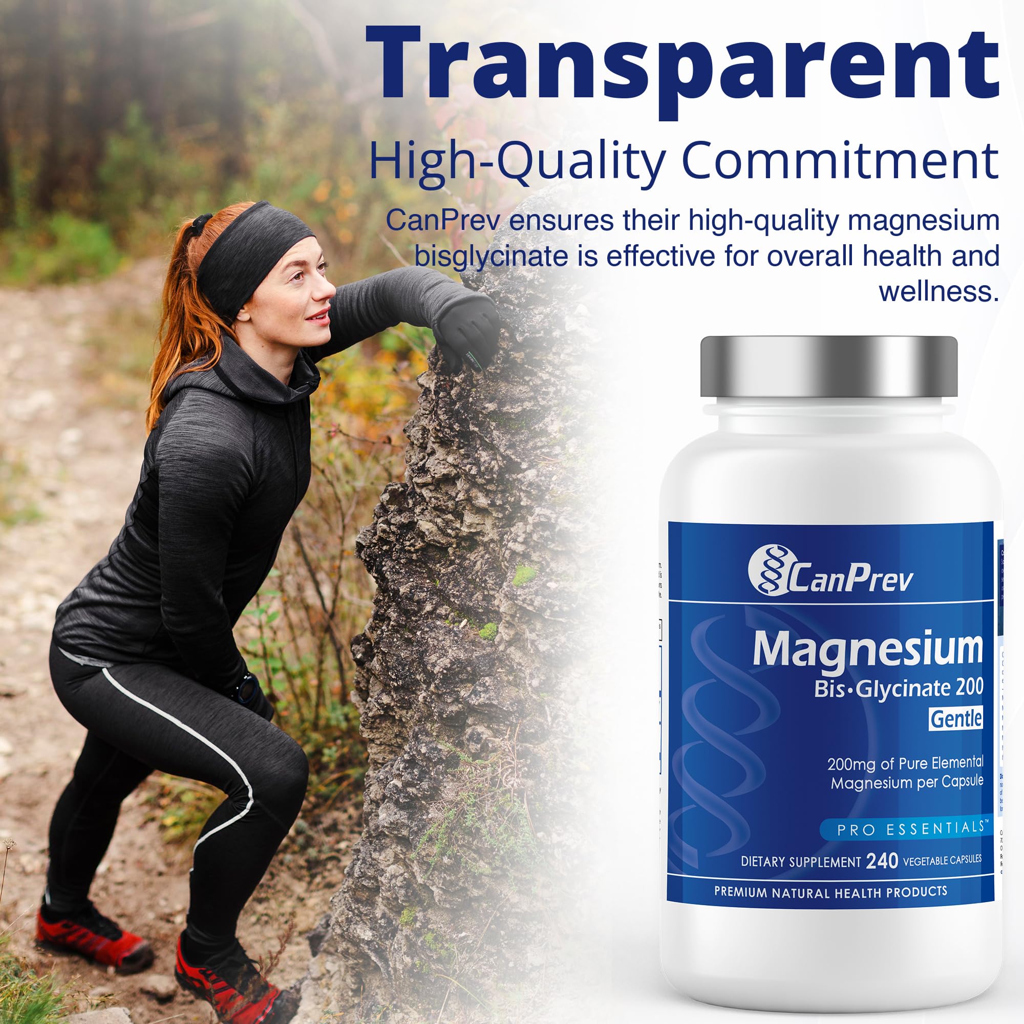 CanPrev Magnesium Bisglycinate (240 Count (Pack of 1), 200mg - Gentle)