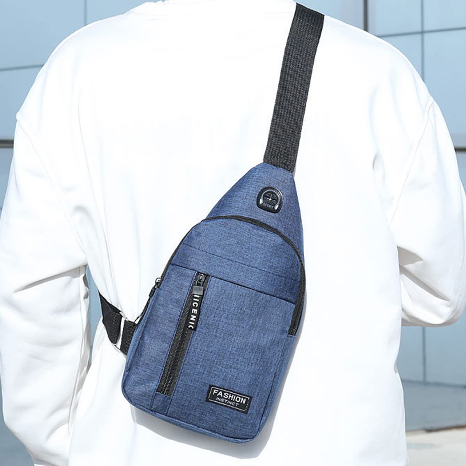 Crossbody Sling Bag, Waterproof Sling Backpack Bag with USB Charging Port, Small Sling Crossbody Chest Shoulder Bag #B