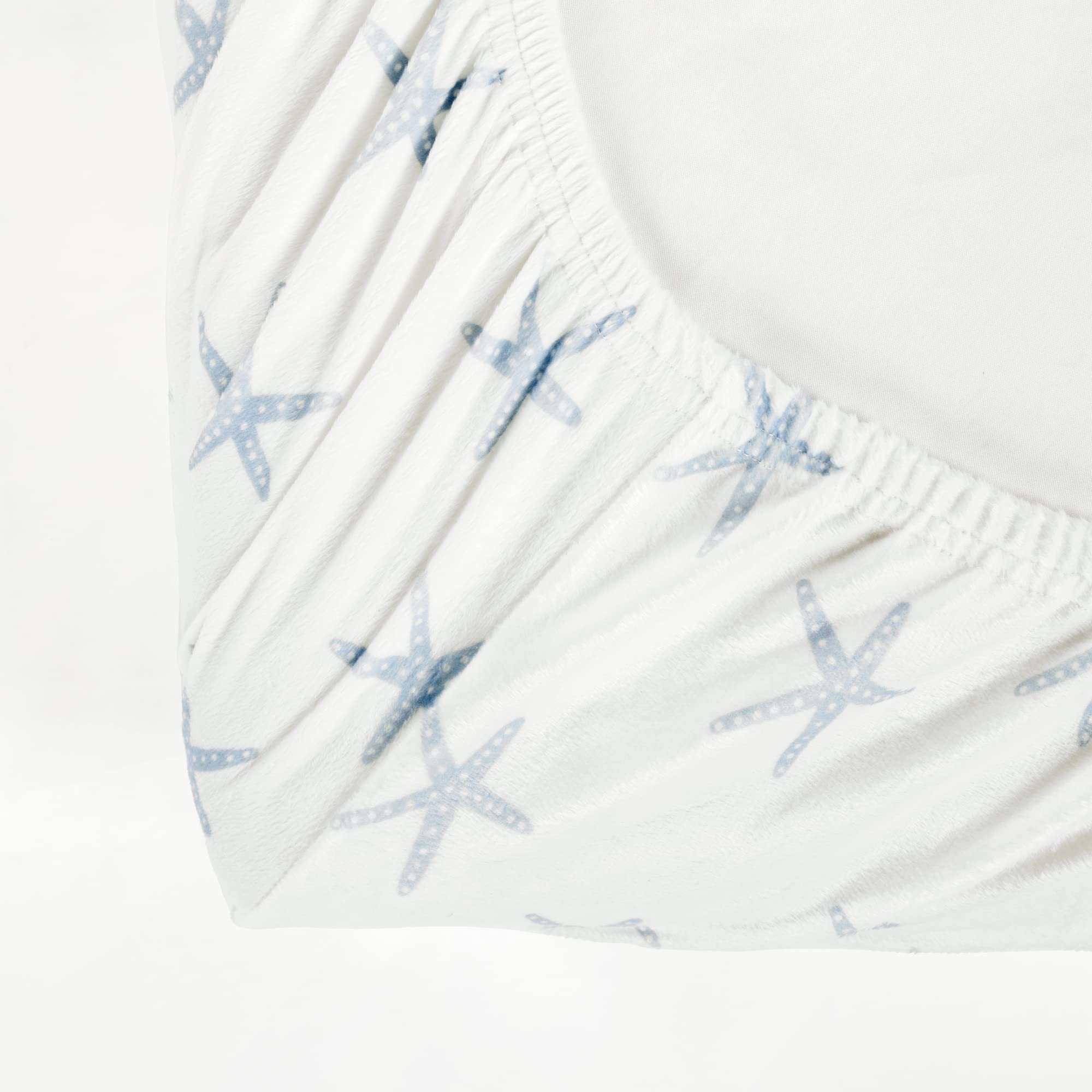 Lush Decor Narwhal Starfish Stars Allover Soft & Plush Fitted Crib Sheet, 52"x 28" x 9", Blue
