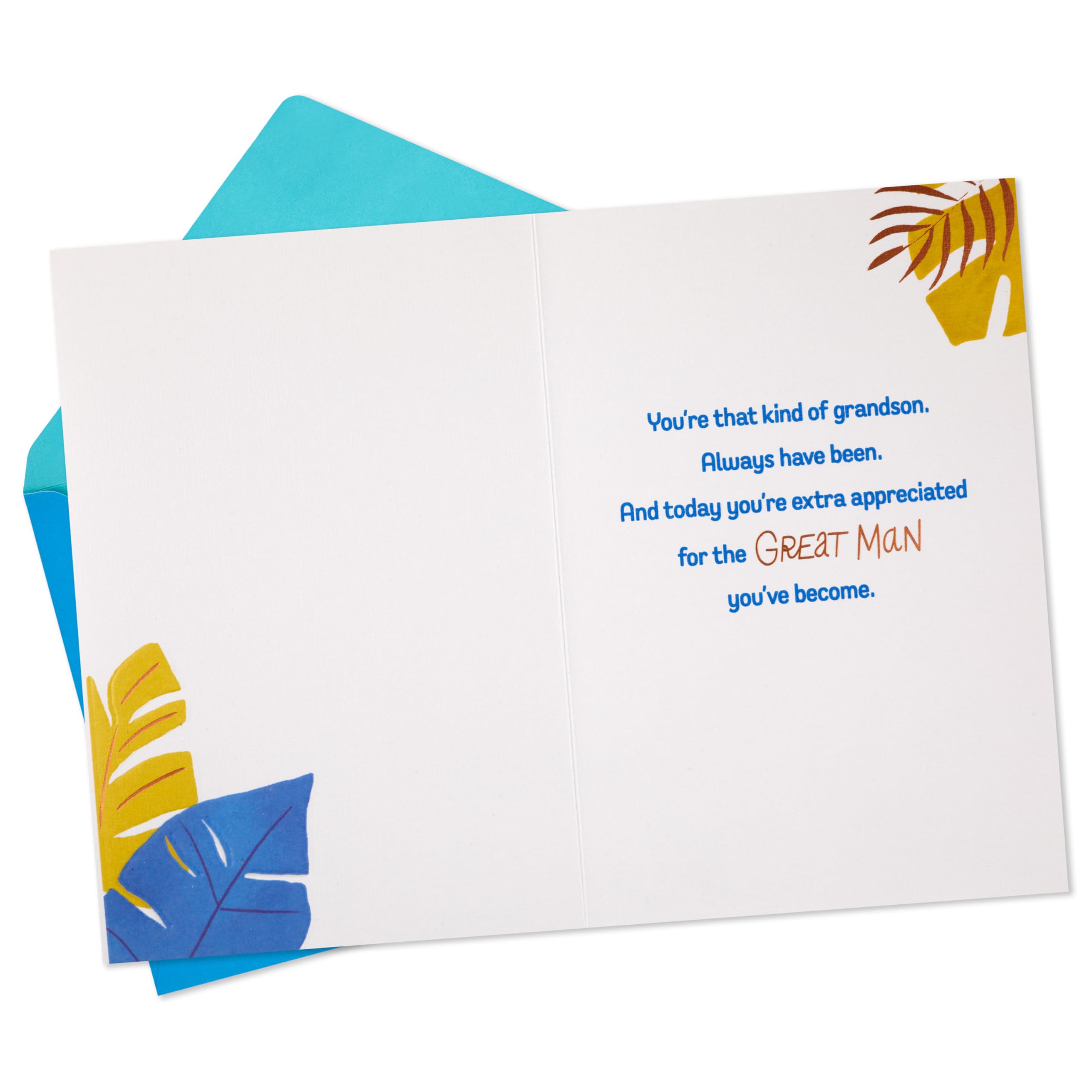Hallmark Birthday Card for Grandson (Tropical Leaves with Bird)