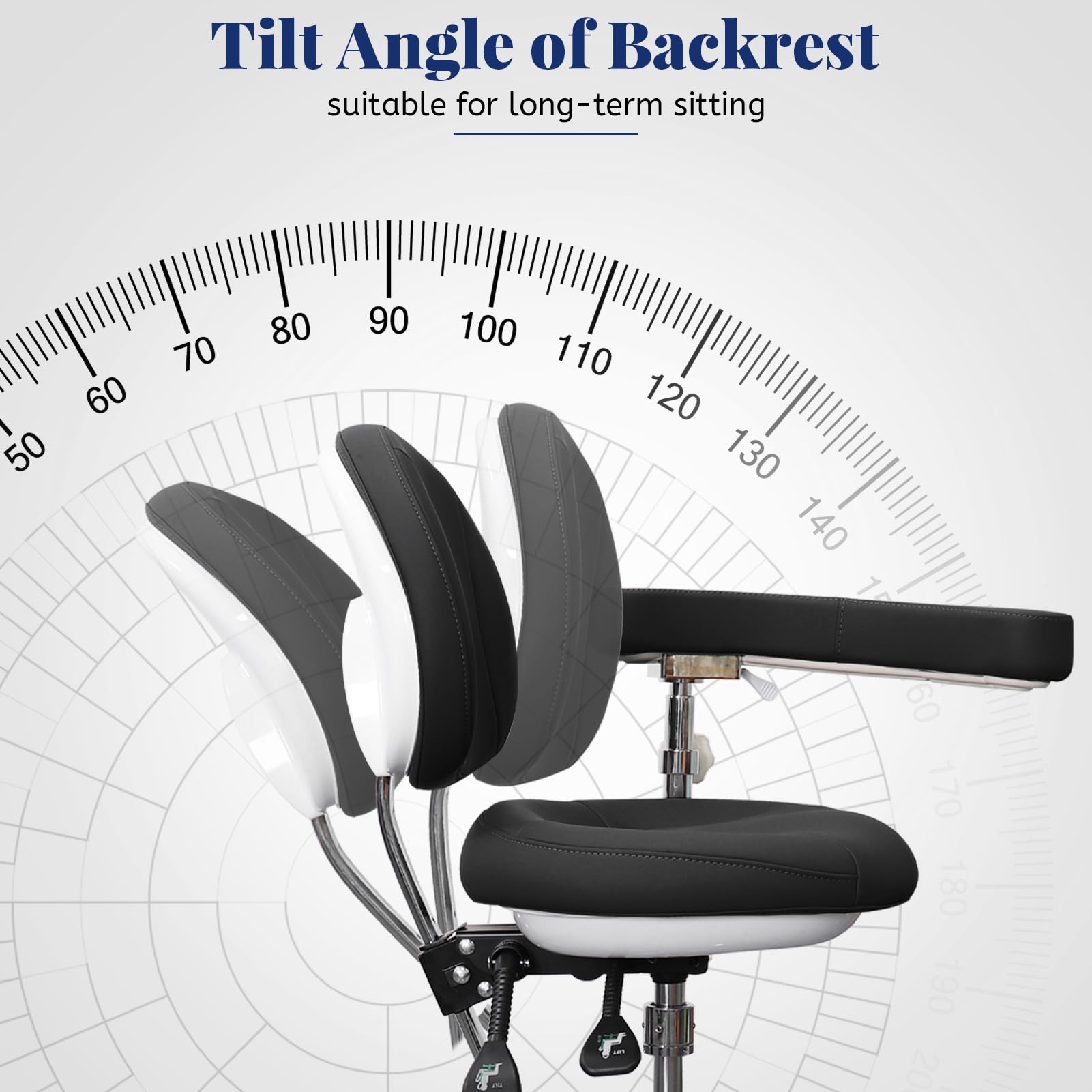 LIMKOMES Dental Assistant Chair Microfiber with Rotatable Armrest Rolling Medical Chair Ergonomic Swivel Seating Back Support Dentist Stool for Clinics, Dental Offices, Labs-Black, Standard