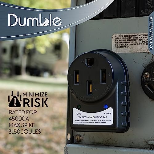 Dumble 50 AMP RV Surge Protector Plug - 14-50P / 14-50R Camper Circuit Power Extension Cord RV Power Surge Adapter