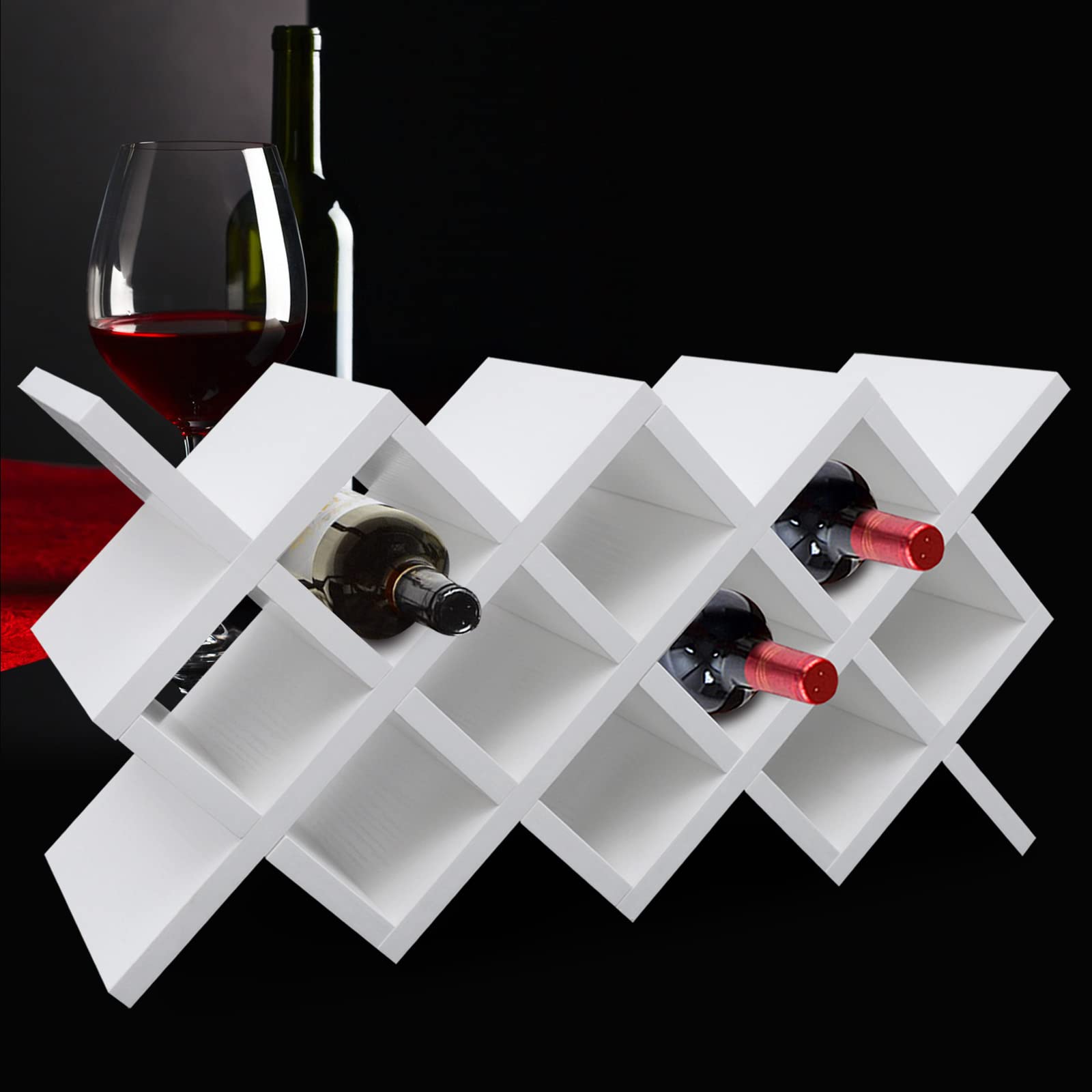 CeRaBuRET Ten-Cell Wine Rack, Wine Bottles Rack Wall-Mounted Wine Holder Shelf Liner Wine Cabinet Shelf, Countertop Free-Standing Wine Rack for Holding All Kinds of Wine